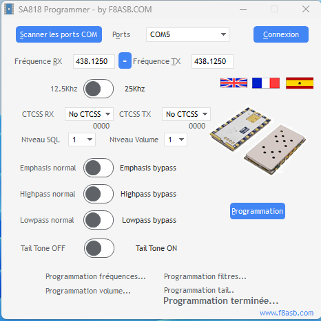 SA818 Programmer | Blog radioamateur de F8ASB